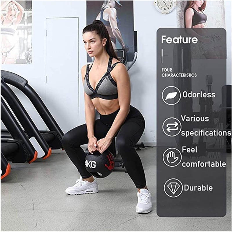 Medicine Ball Men Women Training Medicine Ball, Ergonomic Double-handle Fitness Ball, 3kg/4kg ...