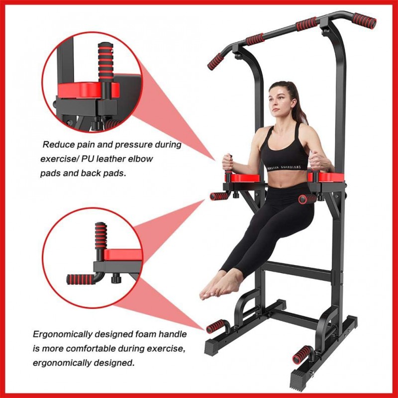 Power Tower Workout Dip Station for Home Gym Adjustable Multi Pull Up ...