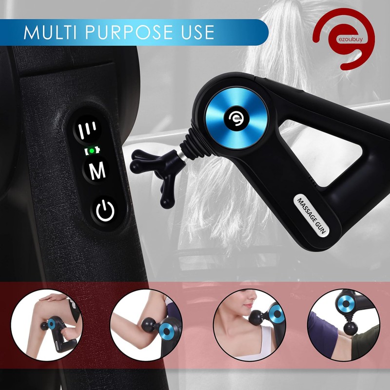 Massage Gun with Quiet 3 Speed Motor and 12 Massage Head for Body ...