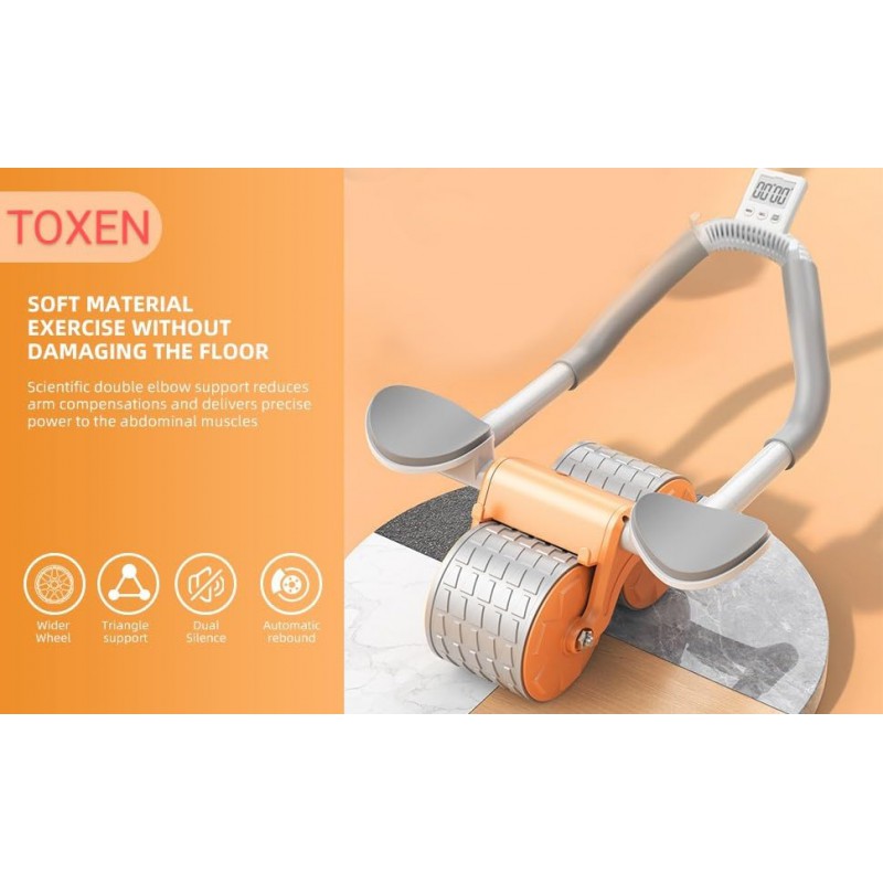Automatic Rebound Ab Roller Wheel with Elbow Support, Timer, phone ...