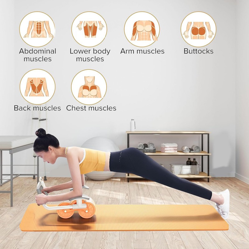 Automatic Rebound Ab Roller Wheel with Elbow Support, Timer, phone ...