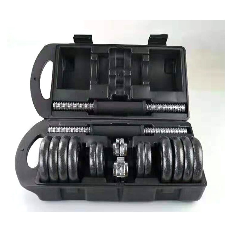 20kg Gym electroplating baking cast iron adjustable dumbbell with box