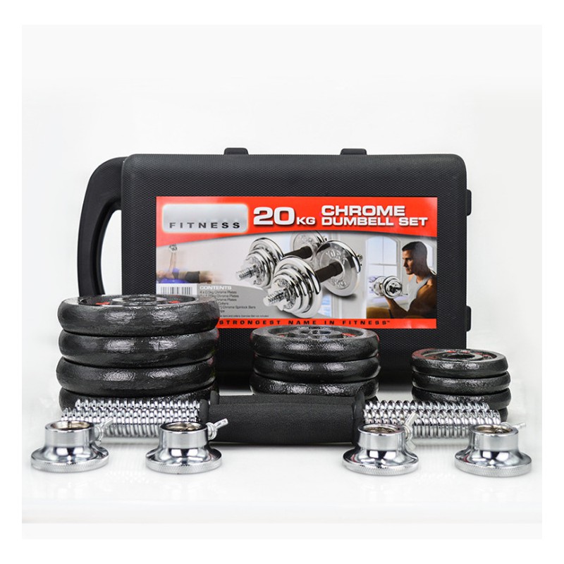 20kg Gym electroplating baking cast iron adjustable dumbbell with box