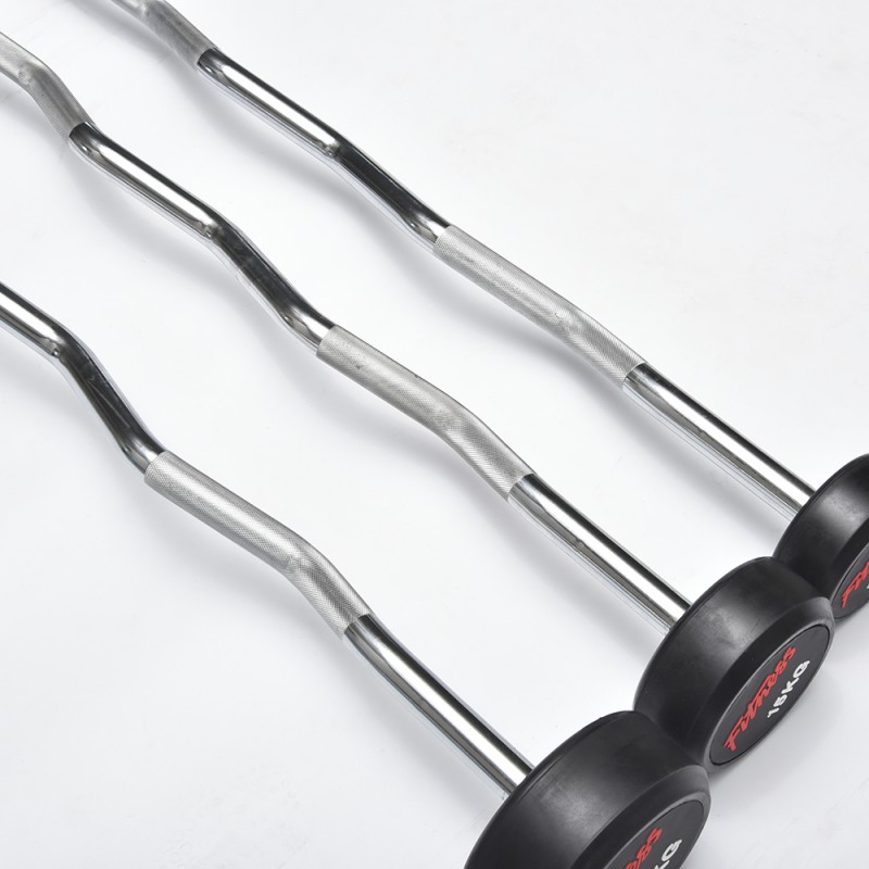 Rubber Coated Ez Fixed Barbell 10kg,15kg,20kg,25kg,30kg